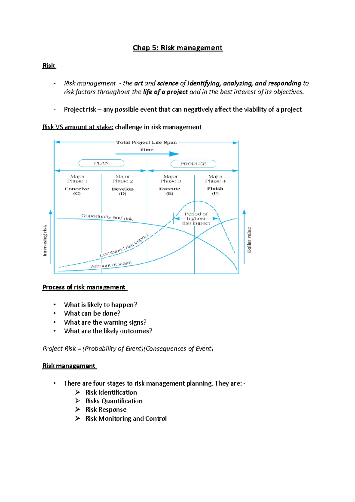 Chap 5 - Risk management - Chap 5: Risk management Risk Risk management ...