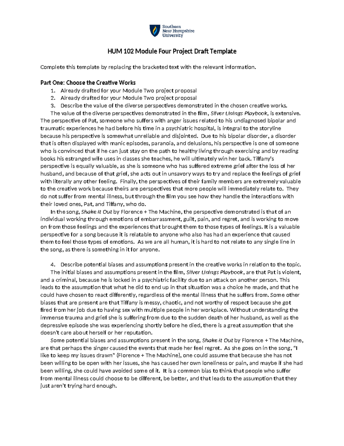 HUM 102 Module Four Project Draft - Part One: Choose the Creative Works ...