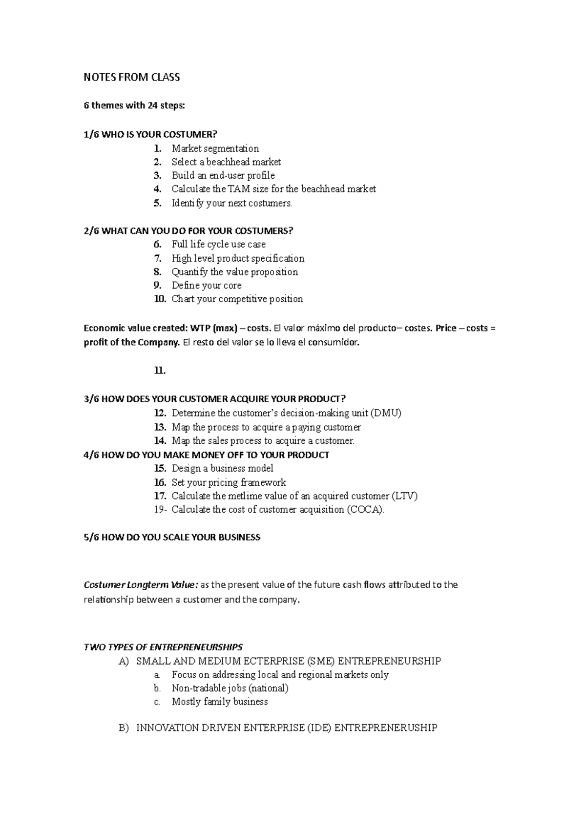 Notes FROM Class II - NOTES FROM CLASS 6 themes with 24 steps: 1/6 WHO ...