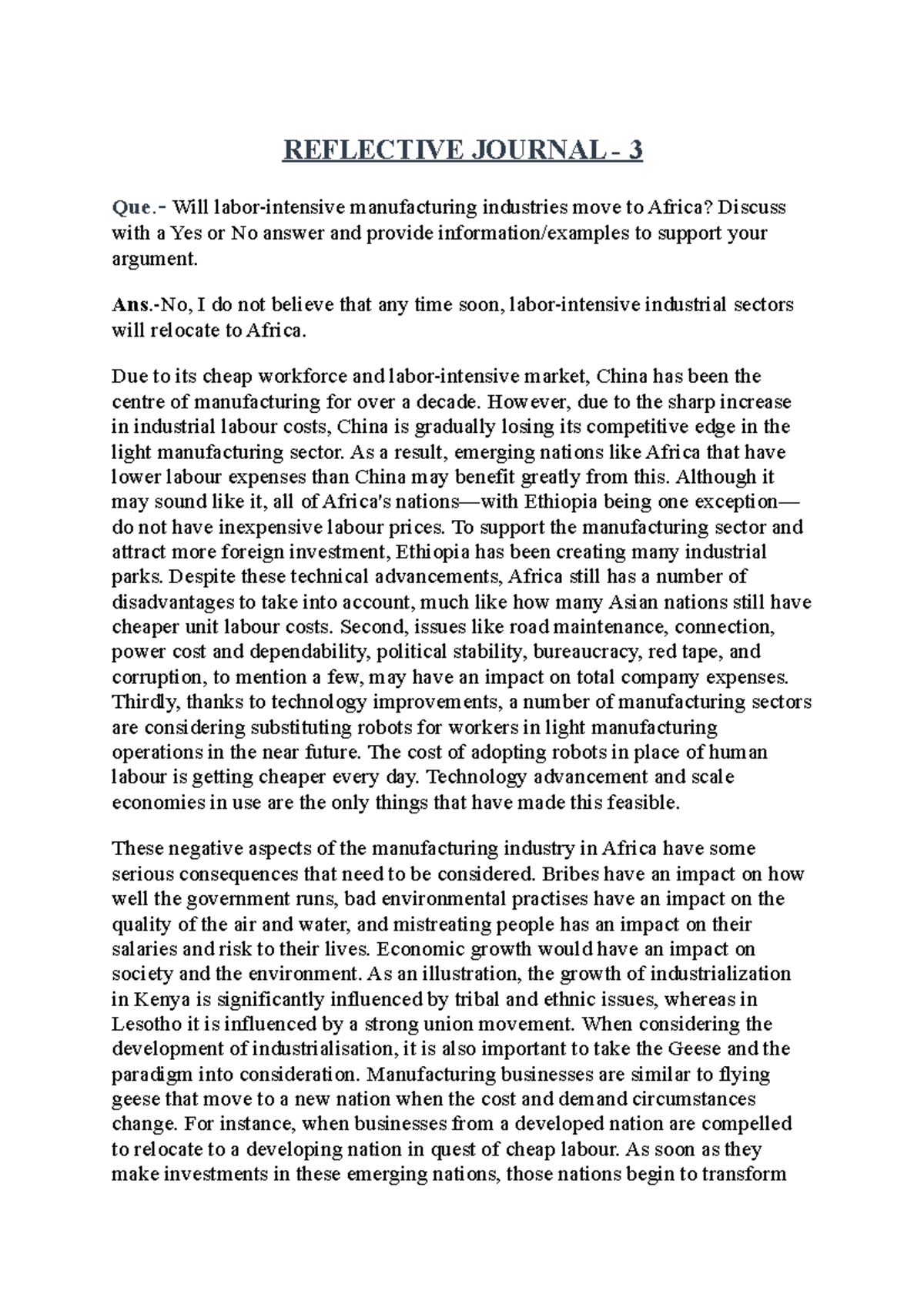 Reflective Journal-3 By Parth Chalodiya - REFLECTIVE JOURNAL - 3 Que ...