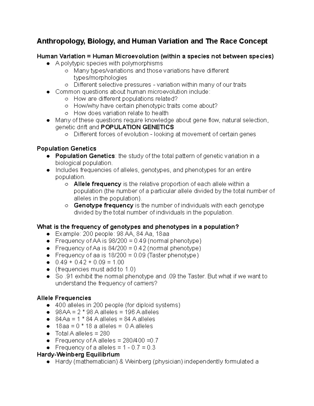 Human Variation and Race - Anthropology, Biology, and Human Variation ...