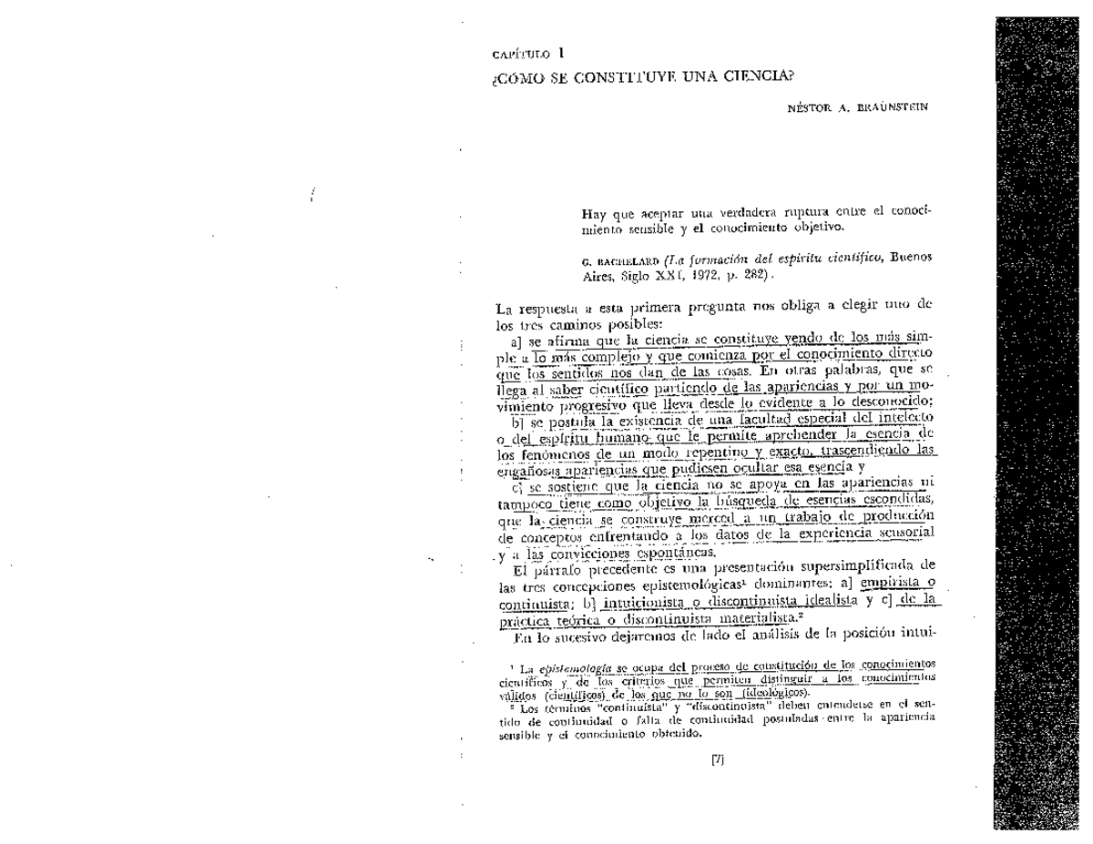 Braunstein (1985) ¿Cómo se constituye una ciencia - Teorías de la Personalidad - Studocu