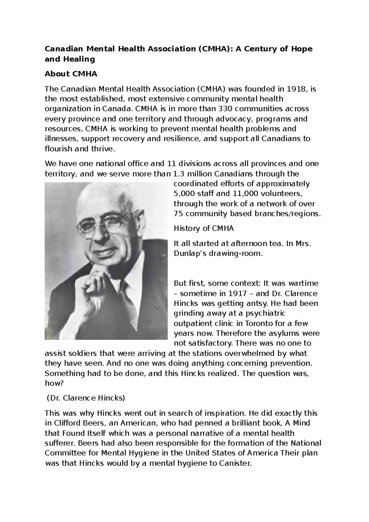 Canadian Mental Health Association - CMHA is in more than 330 ...