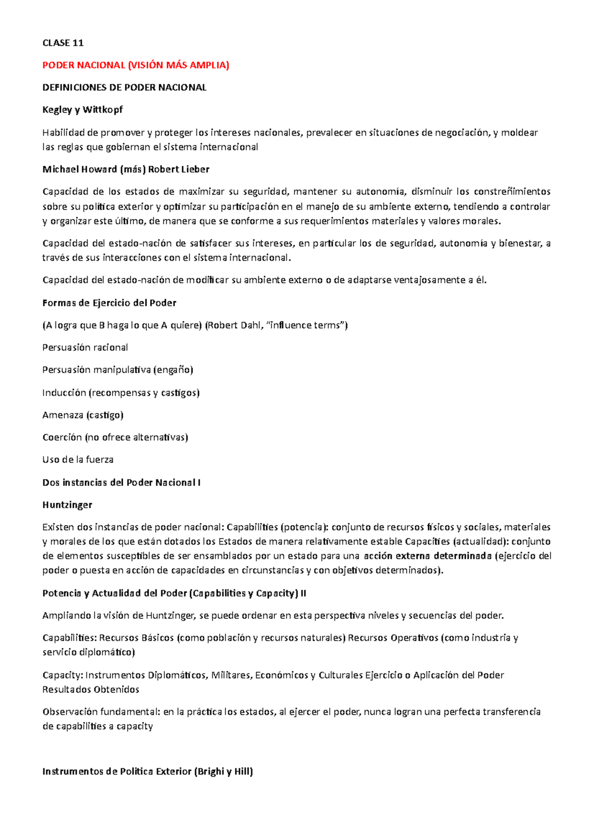 Clase 11 - Apuntes 11 - CLASE 11 PODER NACIONAL (VISIÓN MÁS AMPLIA ...