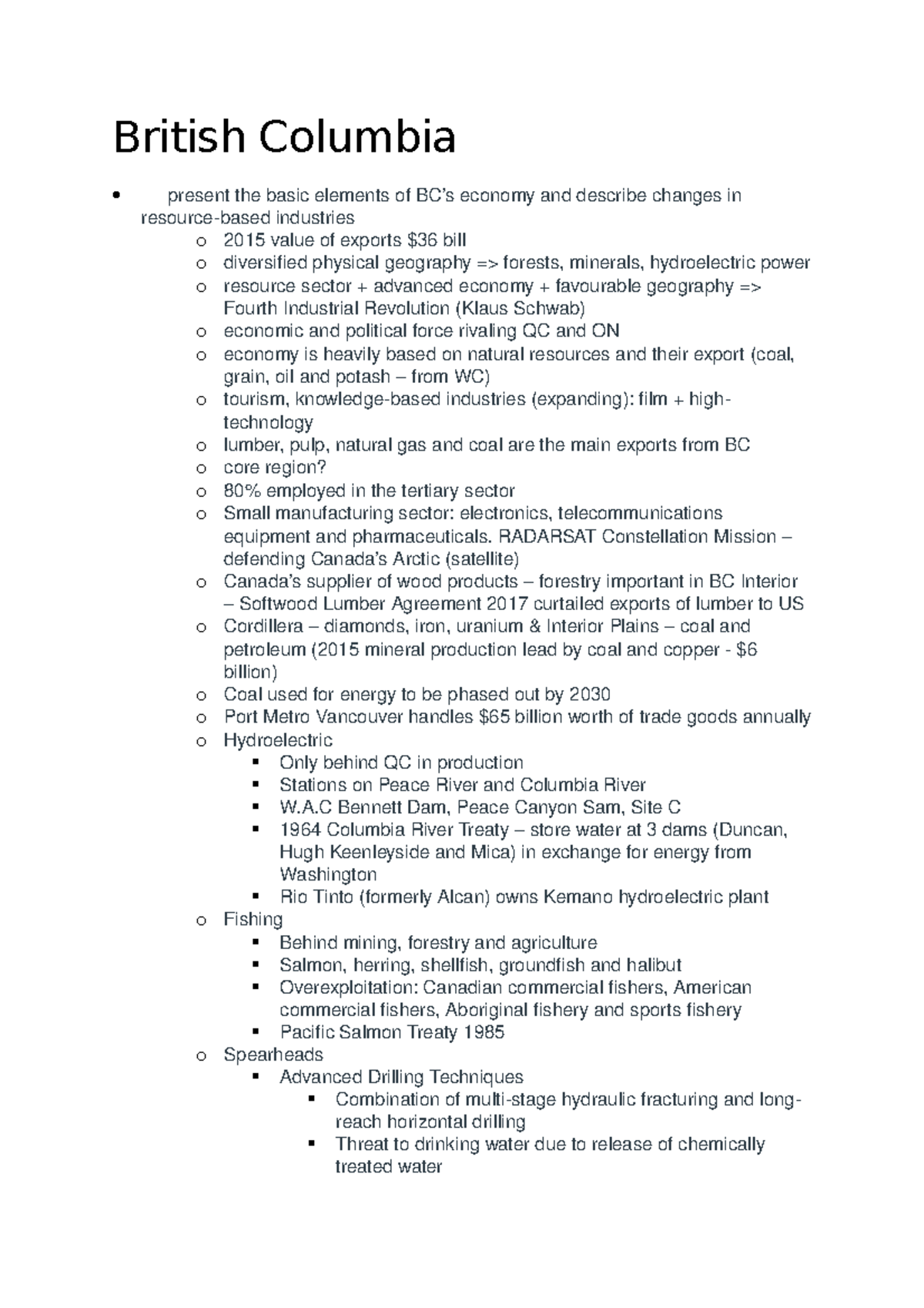 British Columbia Notes - British Columbia present the basic elements of ...