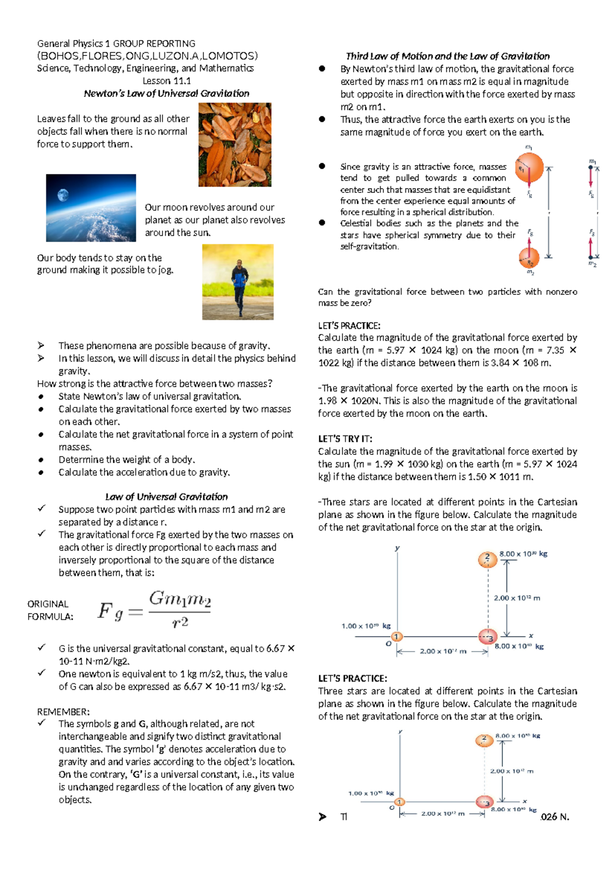 P6- Notes-From- Group-1-4-report 2 - General Physics 1 GROUP REPORTING ...