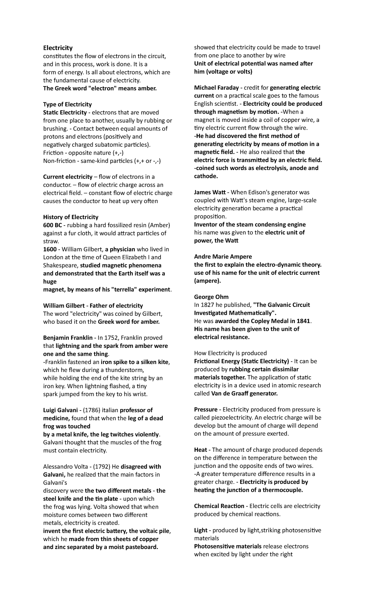 EE- Reviewer - NOTES - Electricity constitutes the flow of electrons in ...