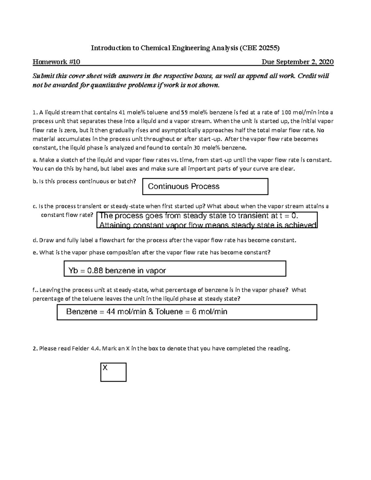Intro To Chem Engineering Analysis hw 10 - Introduction to Chemical ...