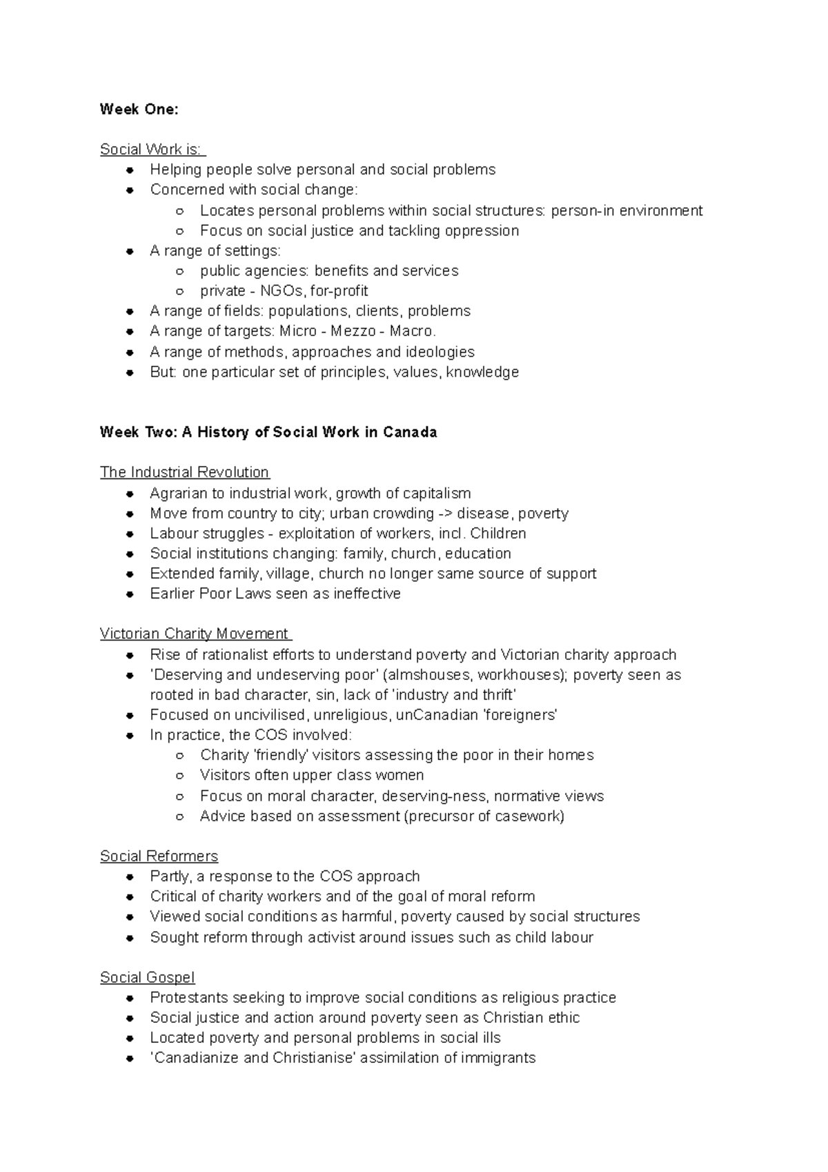 SWRK1000H Weekly PPTS - Week One: Social Work is: Helping people solve ...