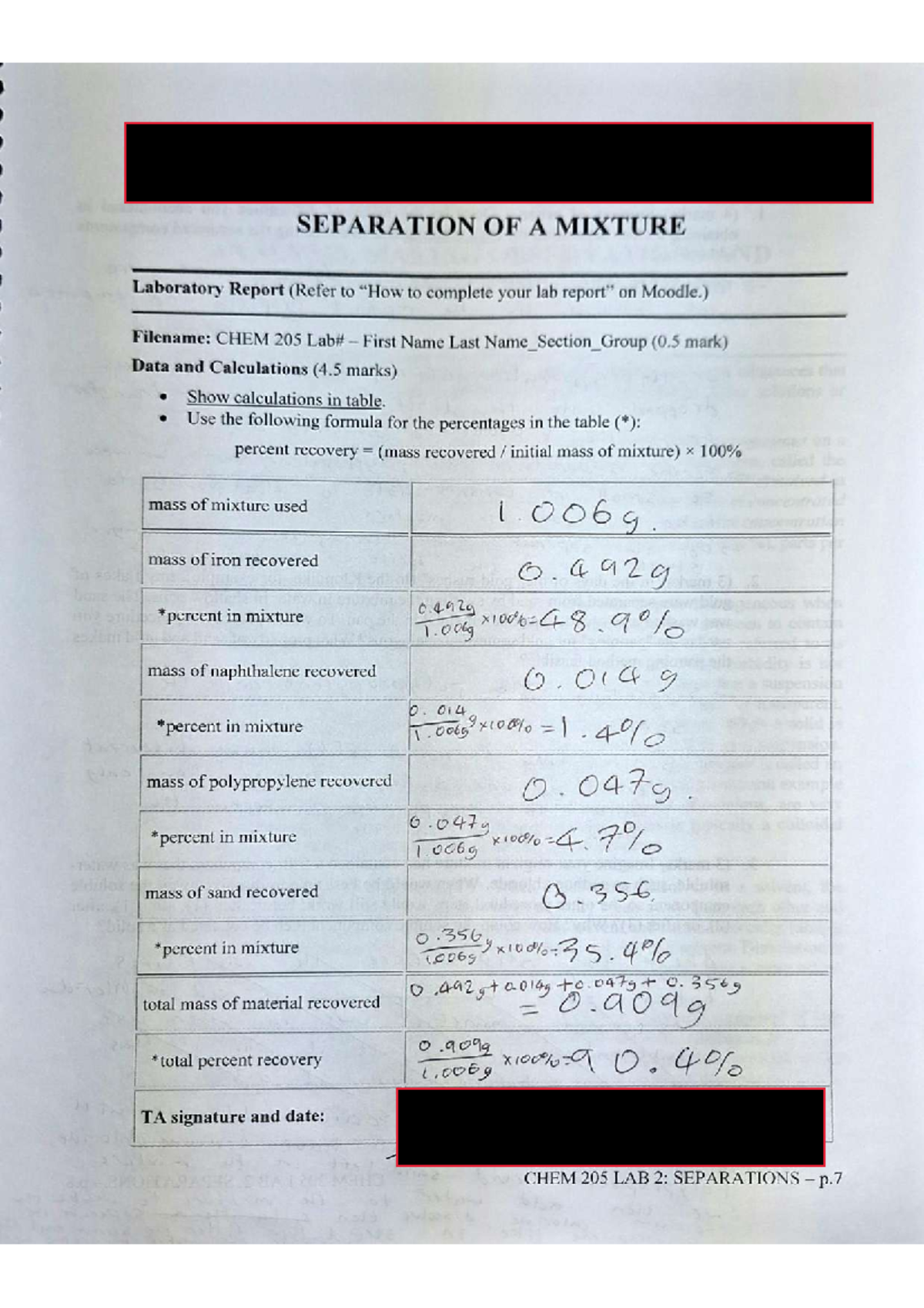 Seperation of mixtures - CHEM1130 - Studocu