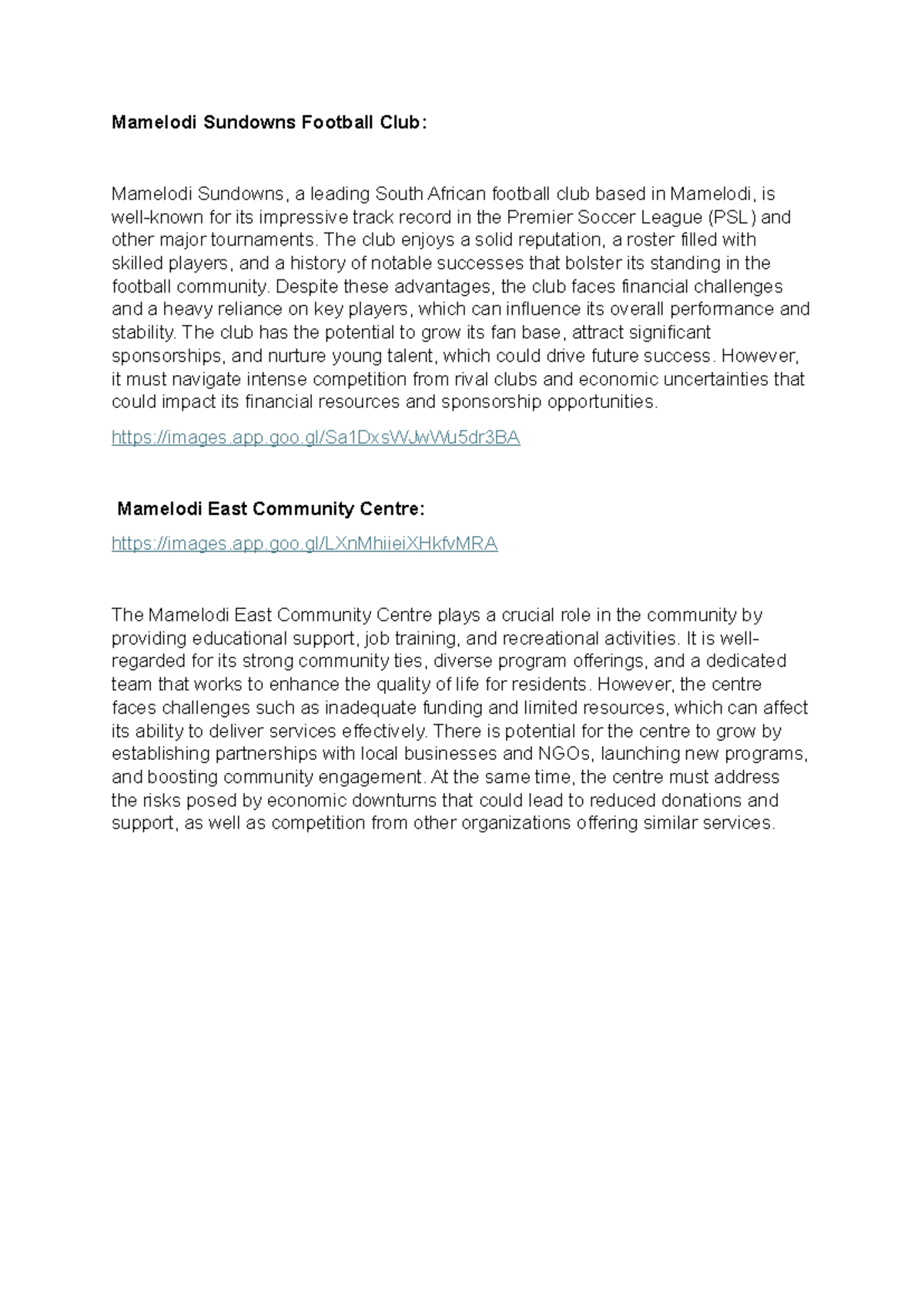 EMS Case study - Activity - Mamelodi Sundowns Football Club: Mamelodi ...