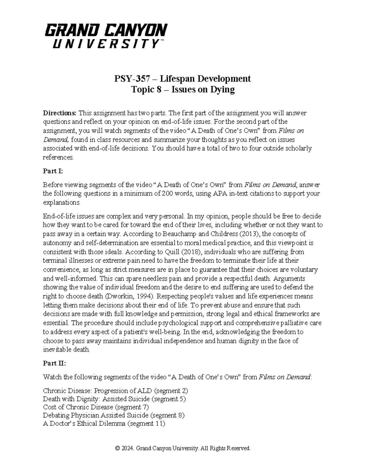 PSY357 T8 RS Issueson Dying Worksheet 2 - PSY-357 – Lifespan ...