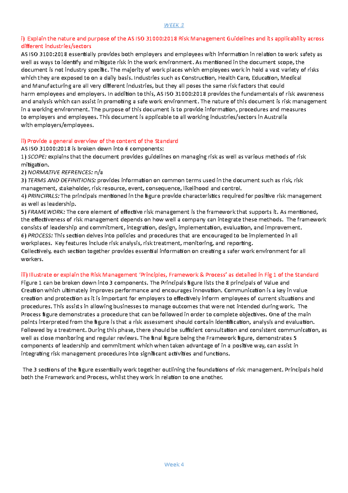 Risk & Safety - Weekly Essays - - Studocu