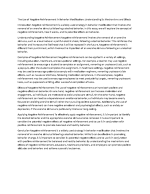 The Use of Punishment in Behavior Modification - In this essay, we will ...