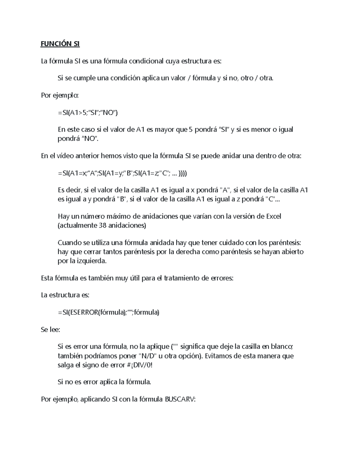 Función SI ecxel ava - FUNCIÓN SI La fórmula SI es una fórmula ...