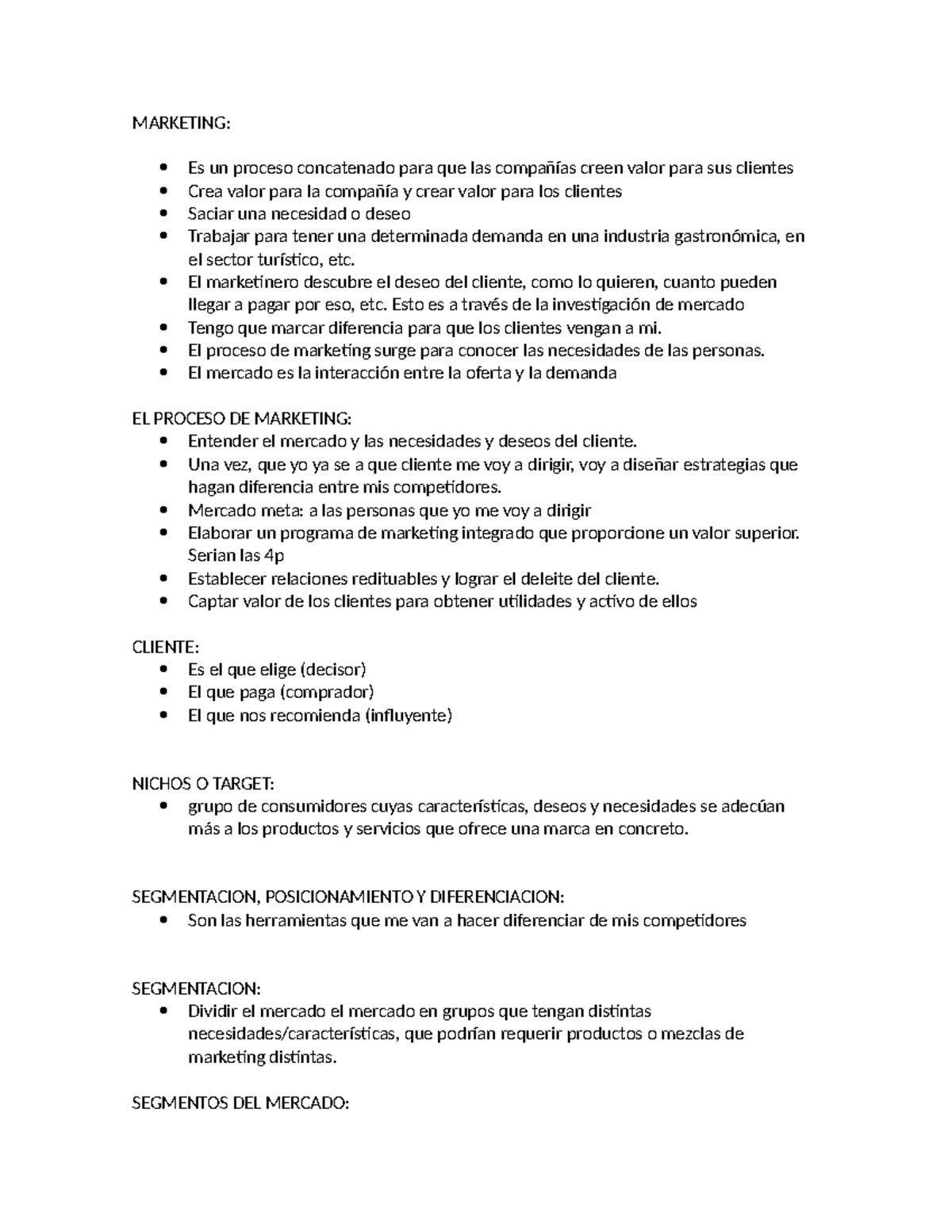 Apuntes Marketing - wssss - MARKETING: Es un proceso concatenado para ...