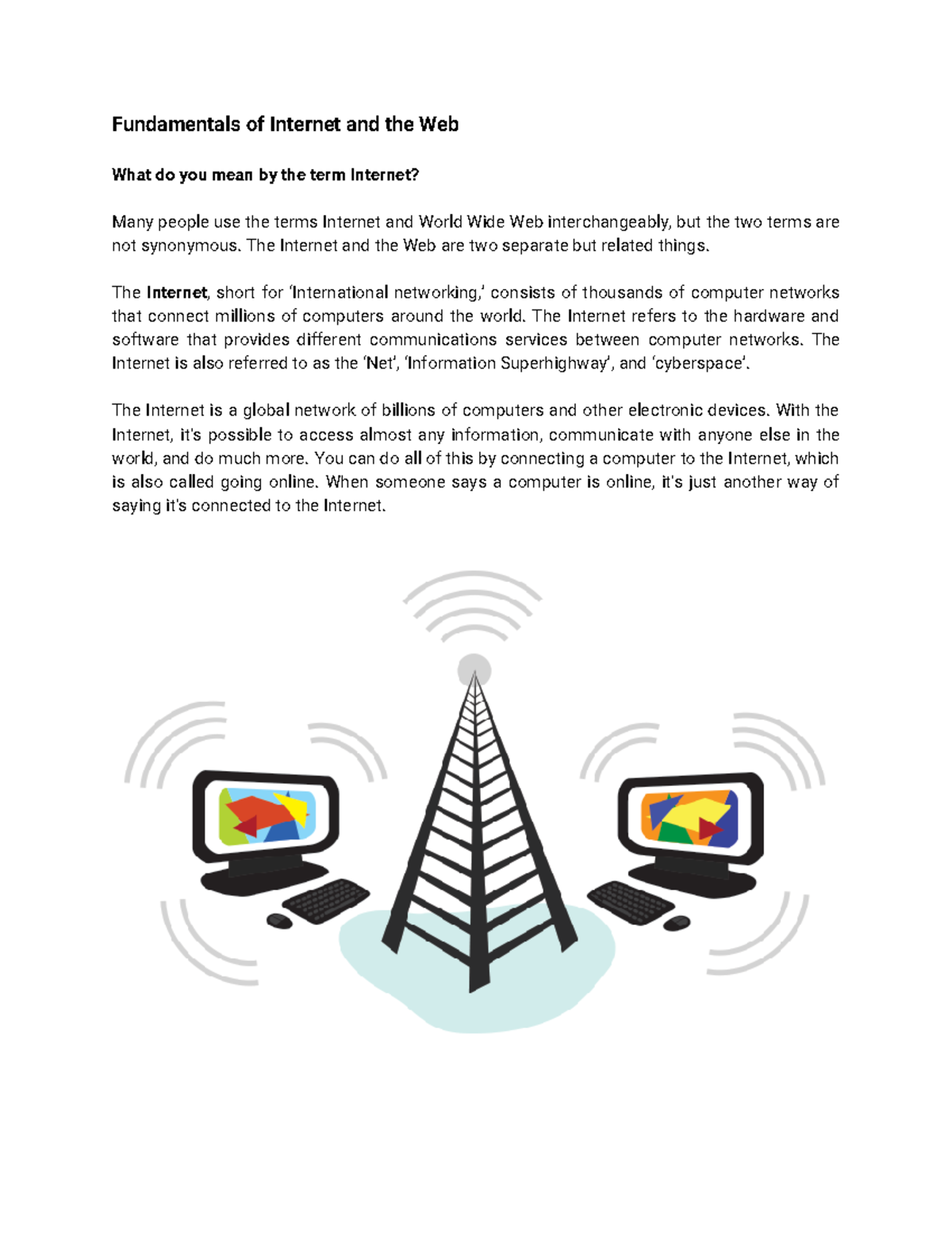 Lesson 2.1 Fundamentals of Internet and the World Wide Web ...