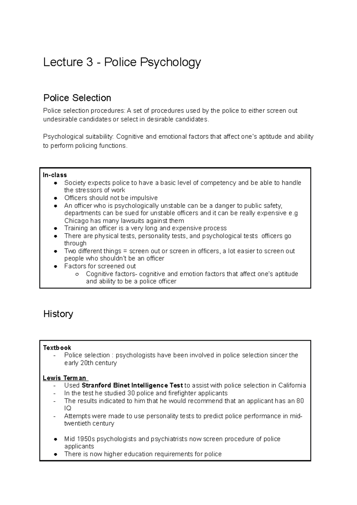 Lecture 3 - Forensic Psych - Lecture 3 - Police Psychology Police ...
