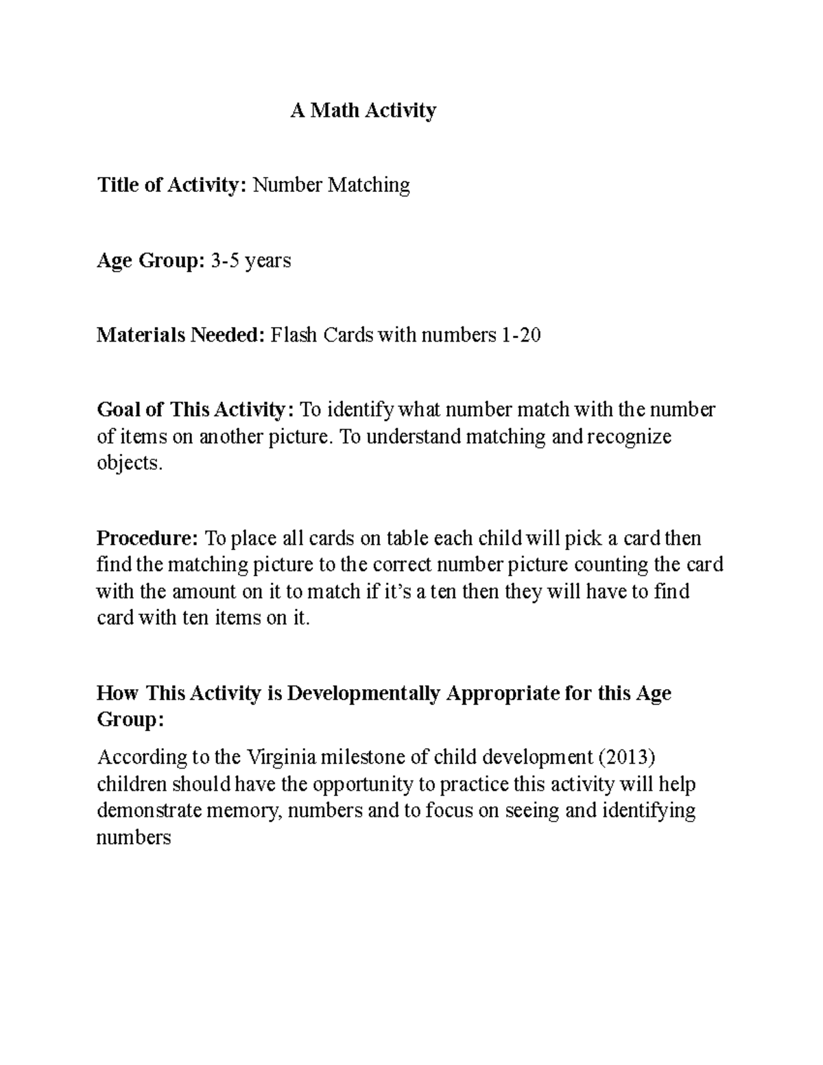 A Math Activity RC11-9 Education Course assignments - A Math Activity ...