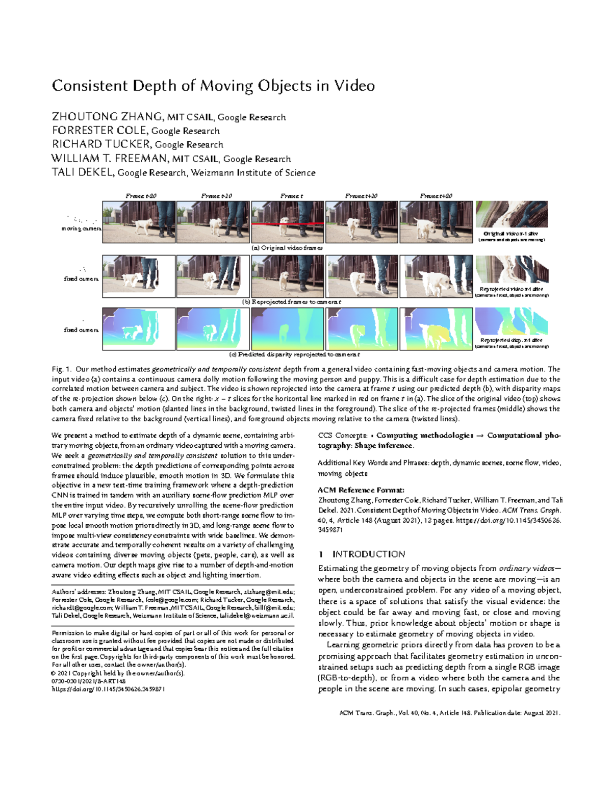 Dynamic Sceneflow Siggraph 2021 Consistent Depth Of Moving Objects In Video Zhoutong Zhang 2006