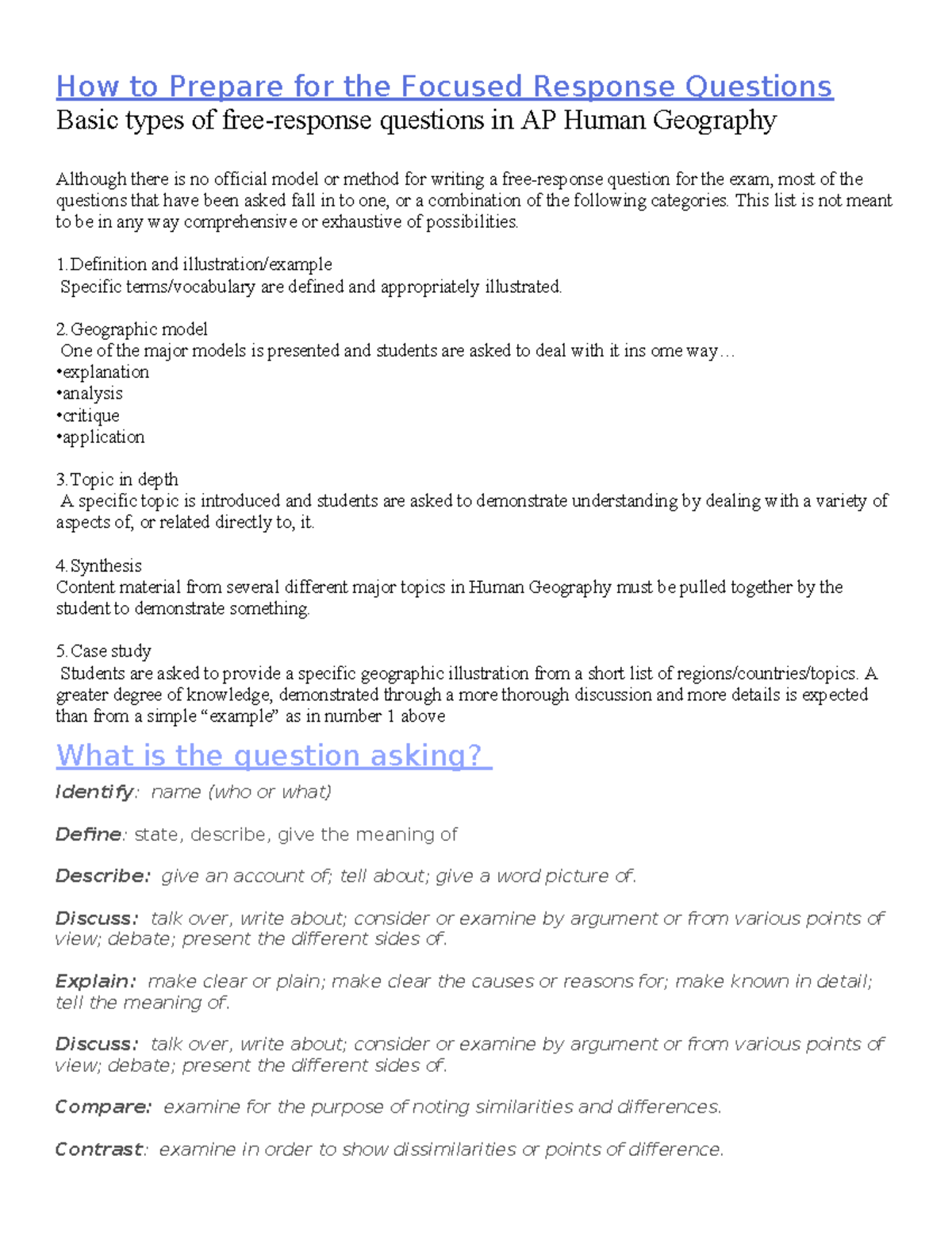 How to Answer Free Questions - How to Prepare for the Focused Response ...