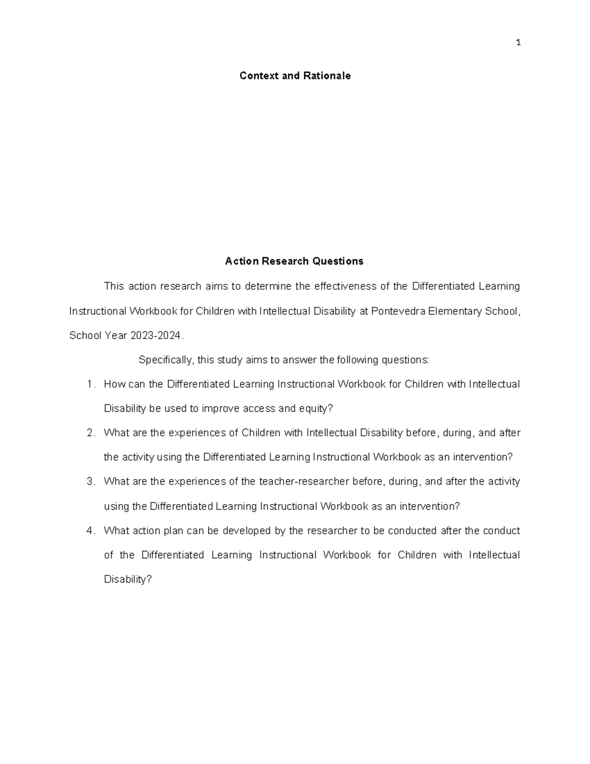 Action-Research-Proposal - Context and Rationale Action Research ...