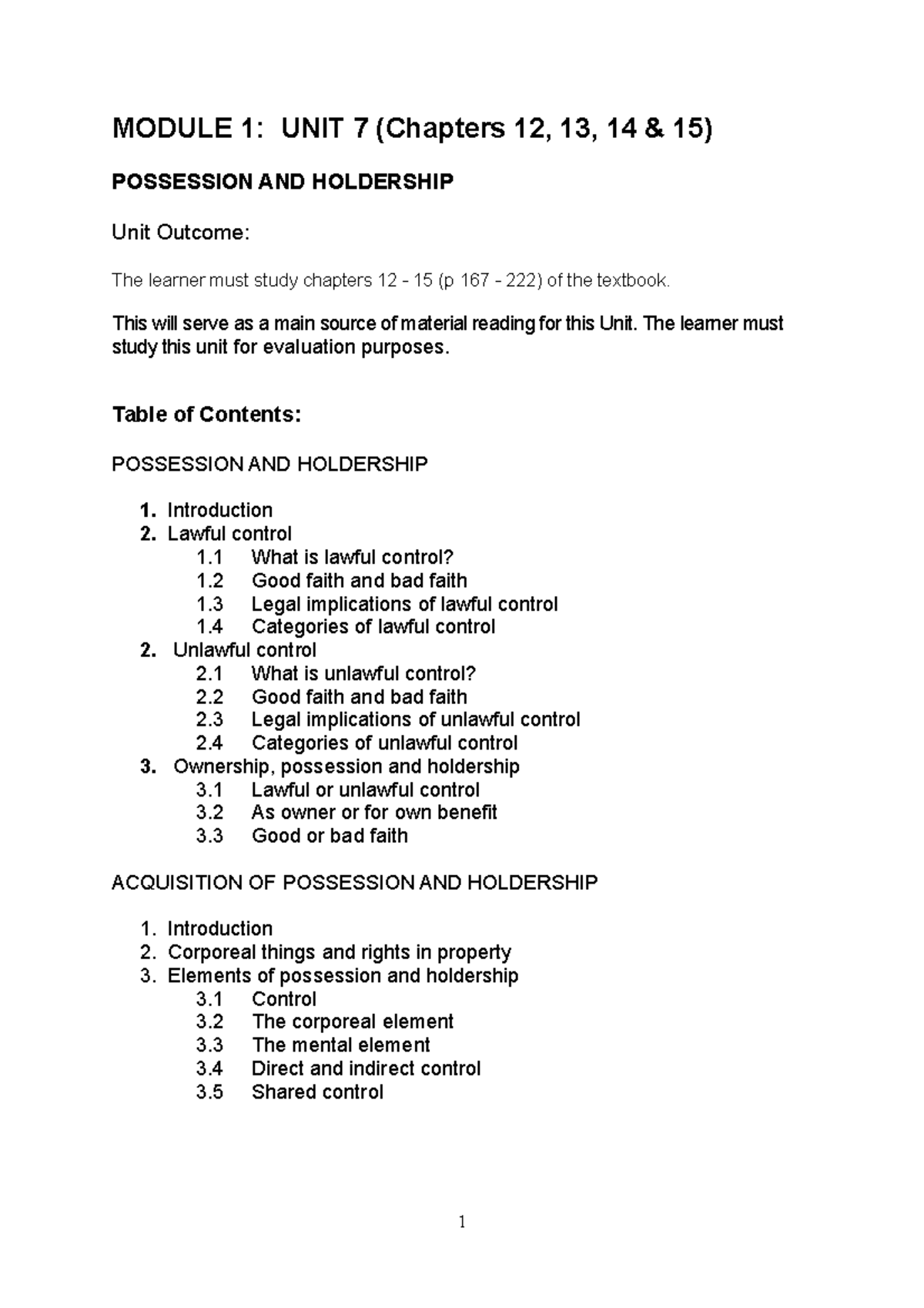 JLT211 Study Guide 2015 - UNIT SEVEN (7) - MODULE 1: UNIT 7 (Chapters ...