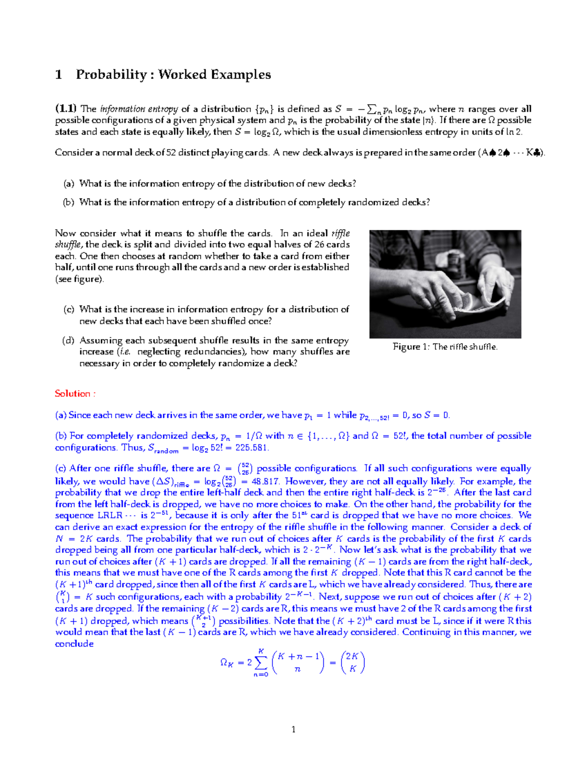 EXA01-PROBABILITY - 1 Probability : Worked Examples (1) The information ...