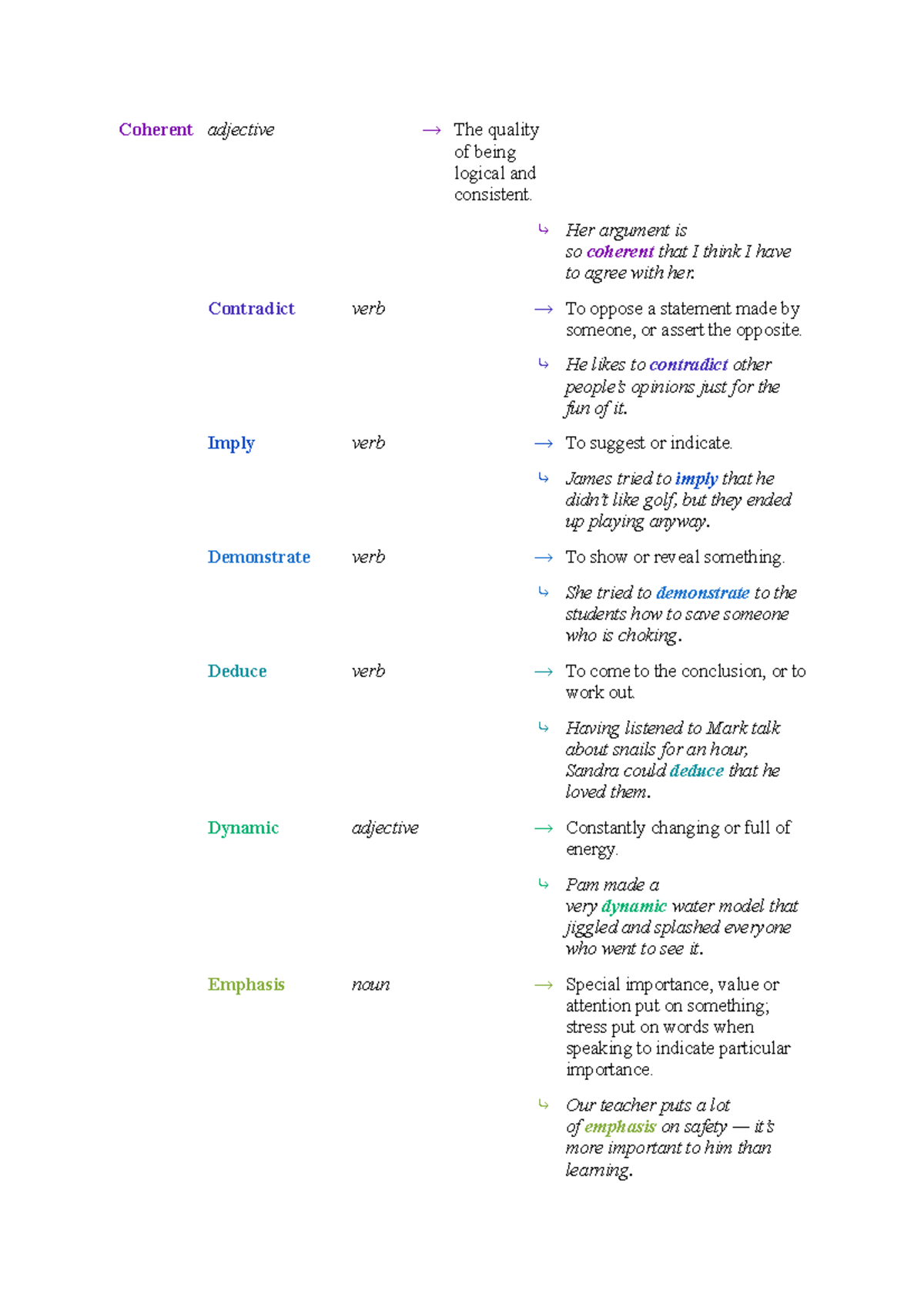 Words that can be used in essays - Coherent adjective → The quality of ...