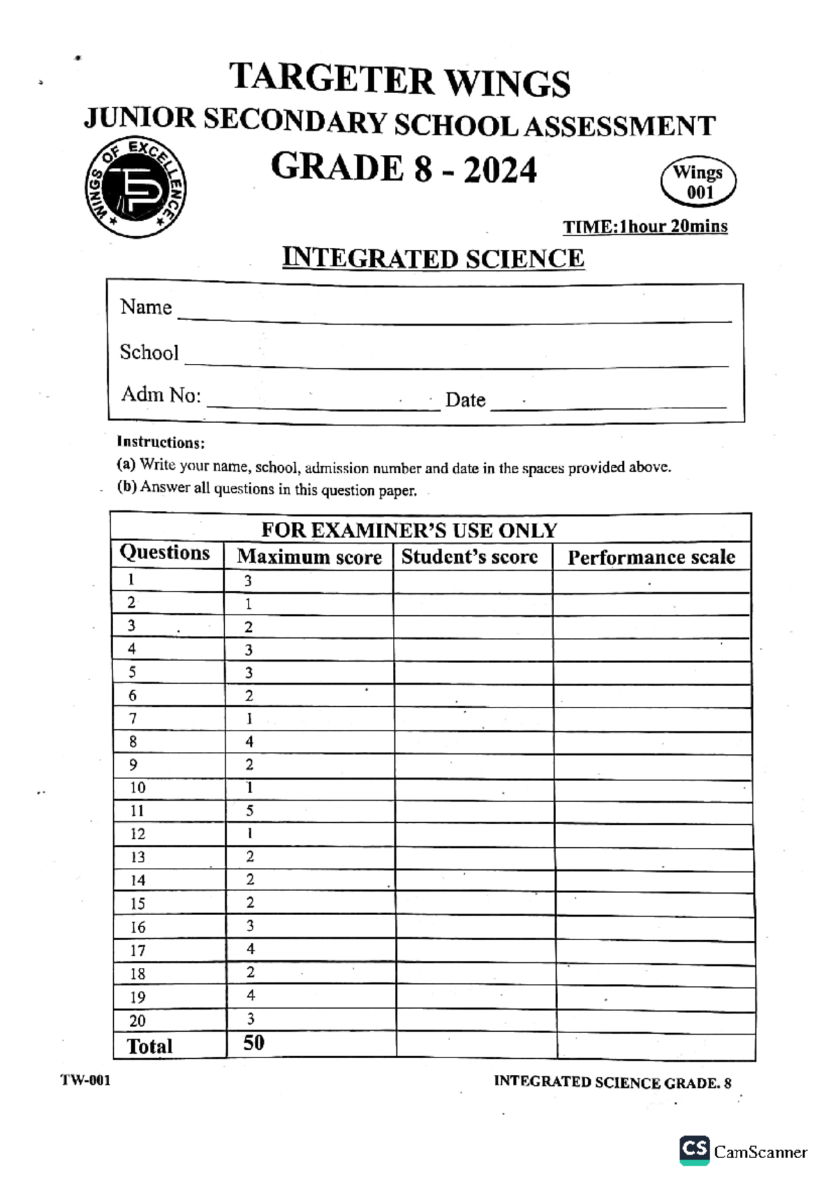 Targeter WING 001 Grade 8 Intergrated Science - TARGETER WINGS JUNIOR ...