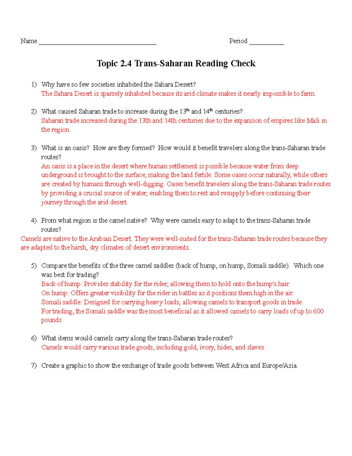 Amsco Topic 2.4 Reading Check - Name ...