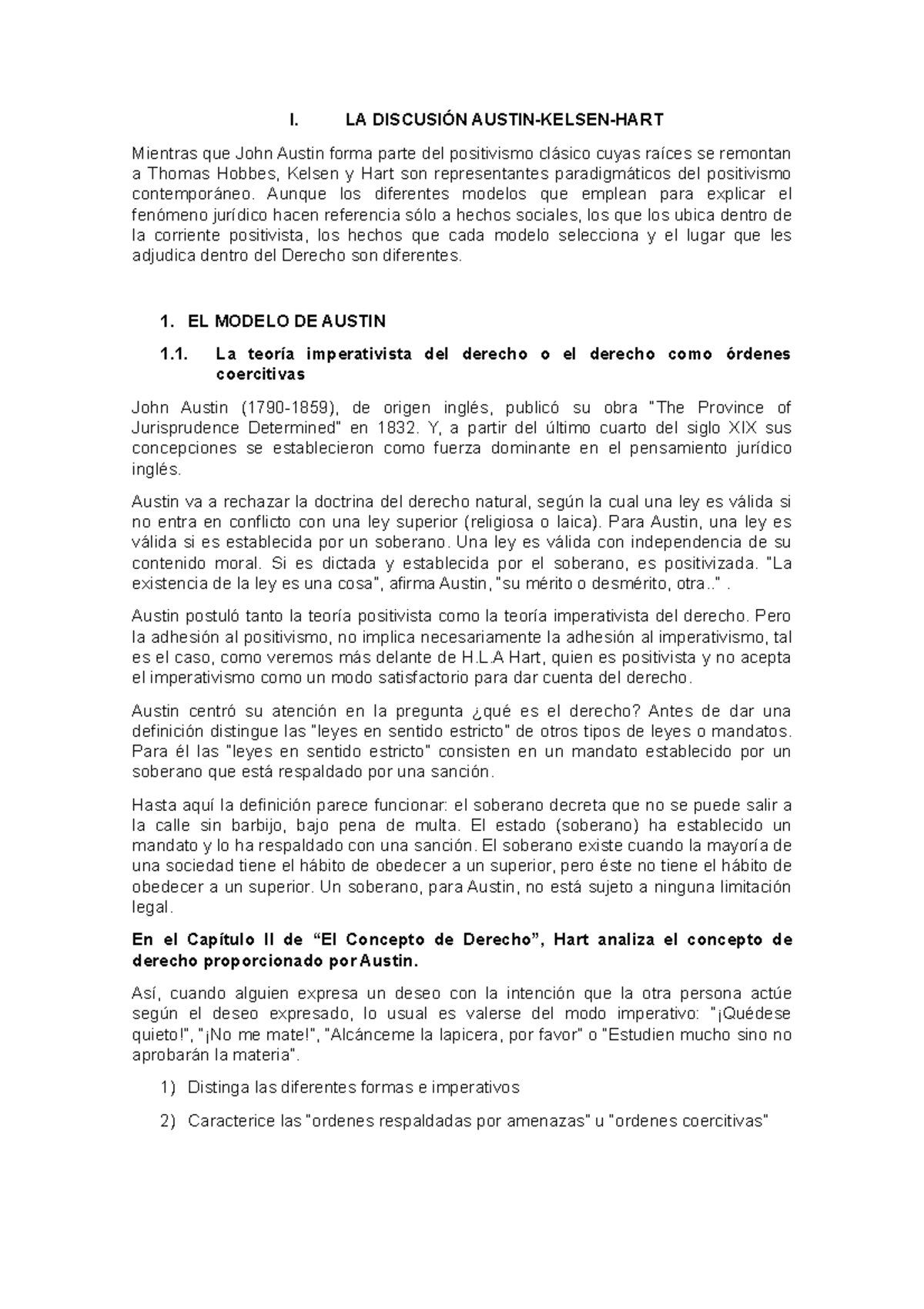 Apunte general HART - Resumen dworkin hart - I. LA DISCUSIÓN AUSTIN ...