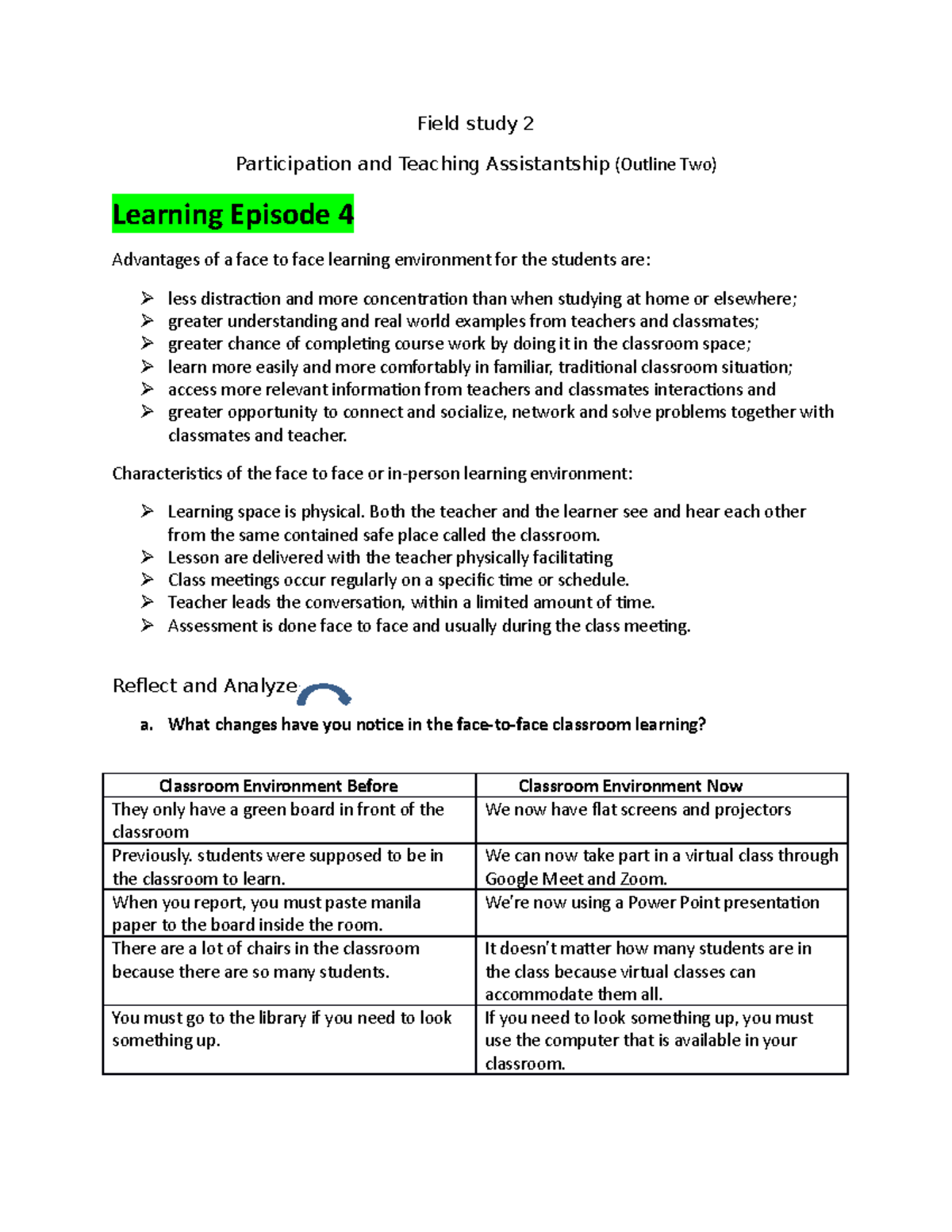 FS-2-2 Kevin - Ivan - Field study 2 Participation and Teaching Assistantship (Outline Two ...