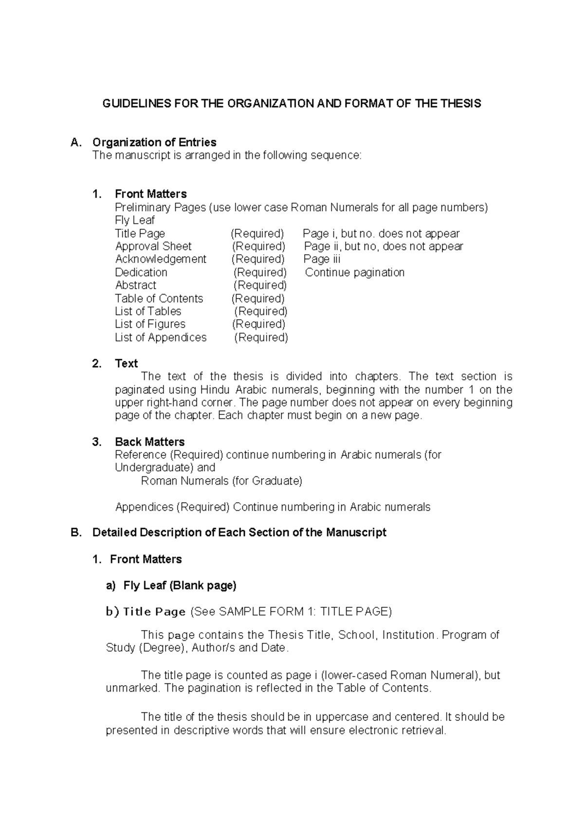 1Thesis-Guide - thesis guide - GUIDELINES FOR THE ORGANIZATION AND ...