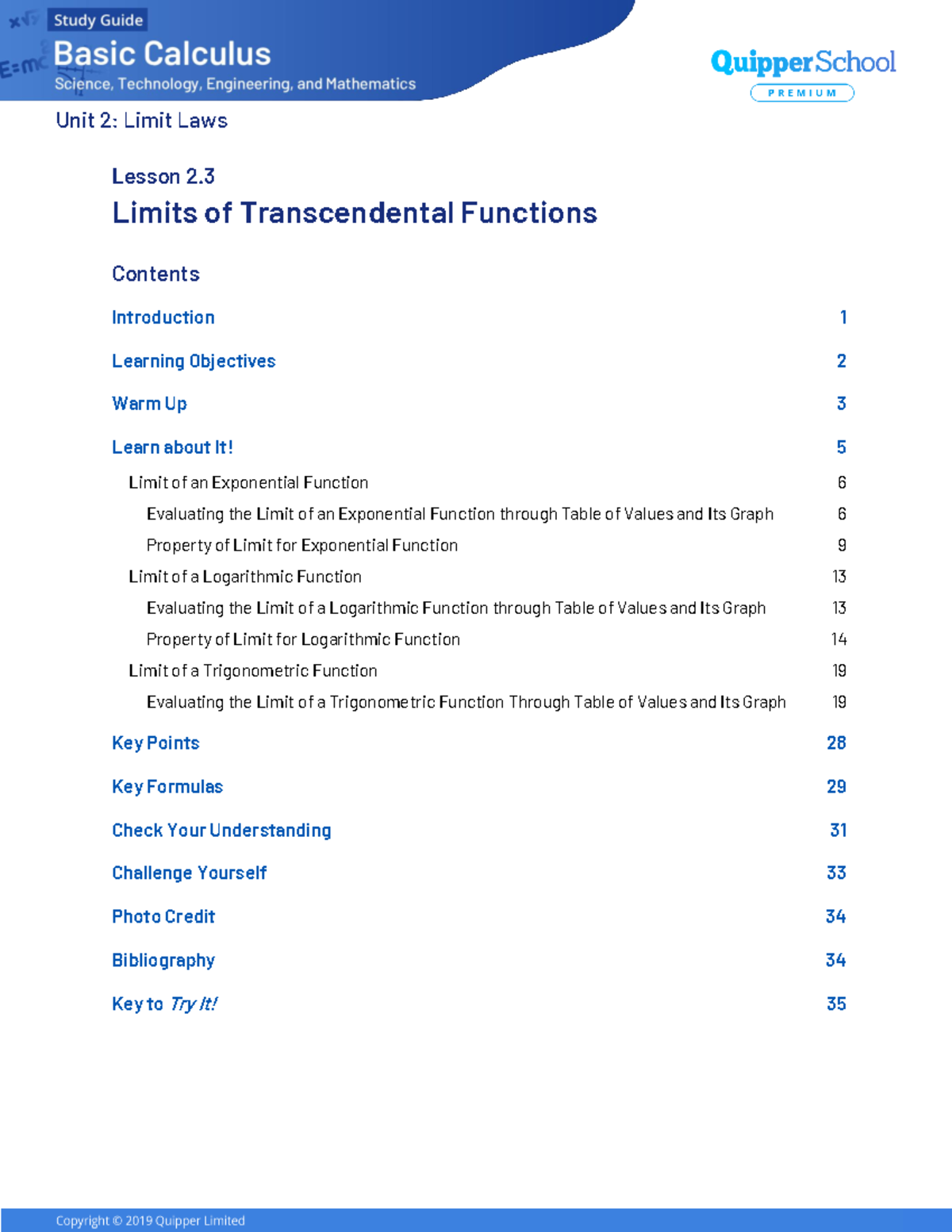 Lesson 2 - notes - Limits of Transcendental Functions Lesson 2 ...