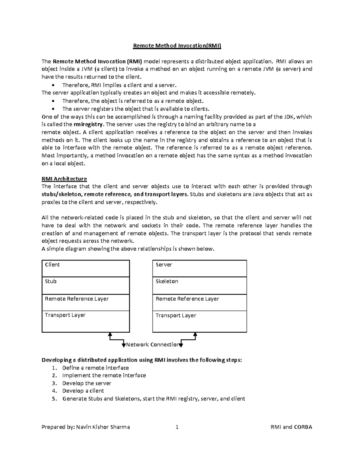 Java notes class - Remote Method Invocation(RMI) The Remote Method ...