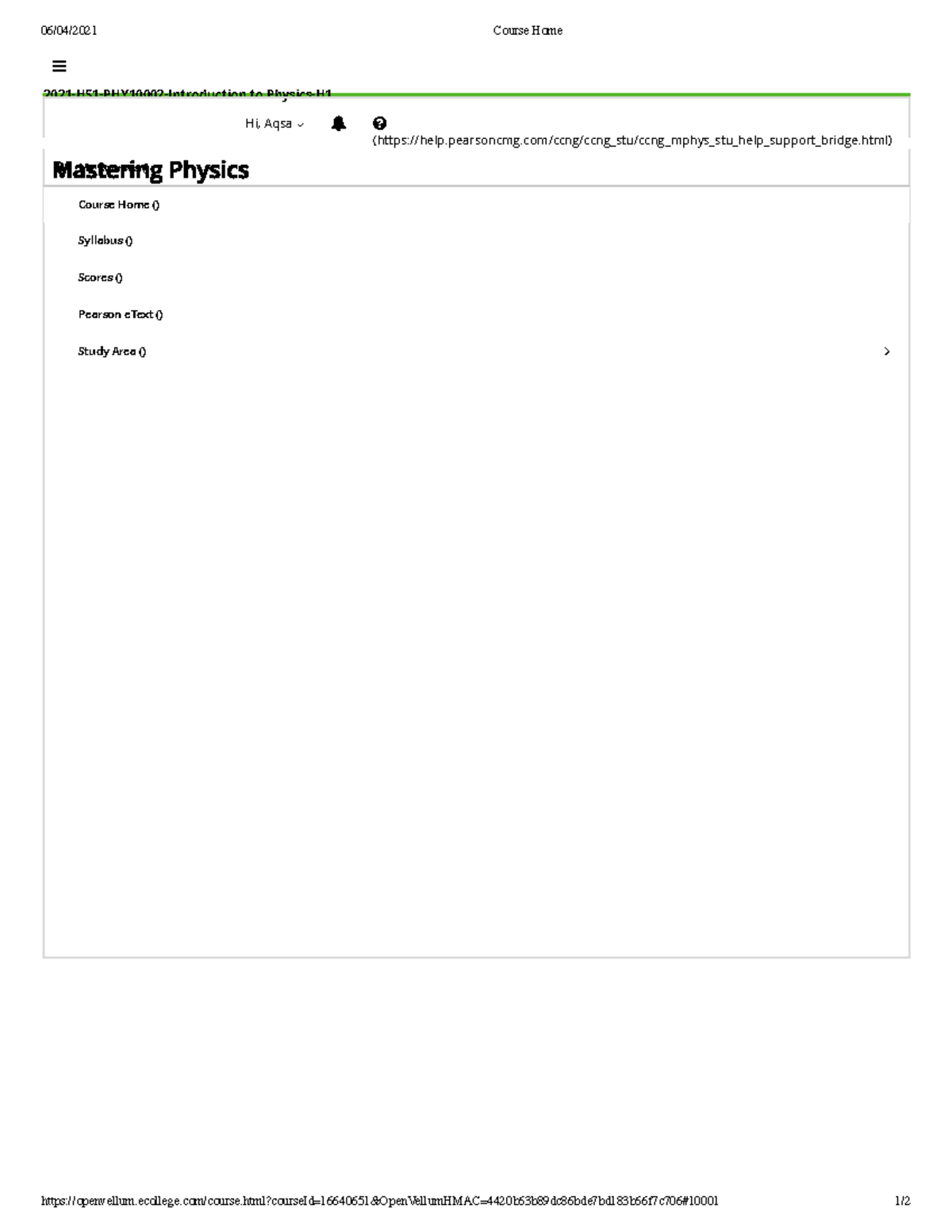 Physics Mastering Assignment Number 1 Physics Lab - 06/04/2021 Course Home - Studocu