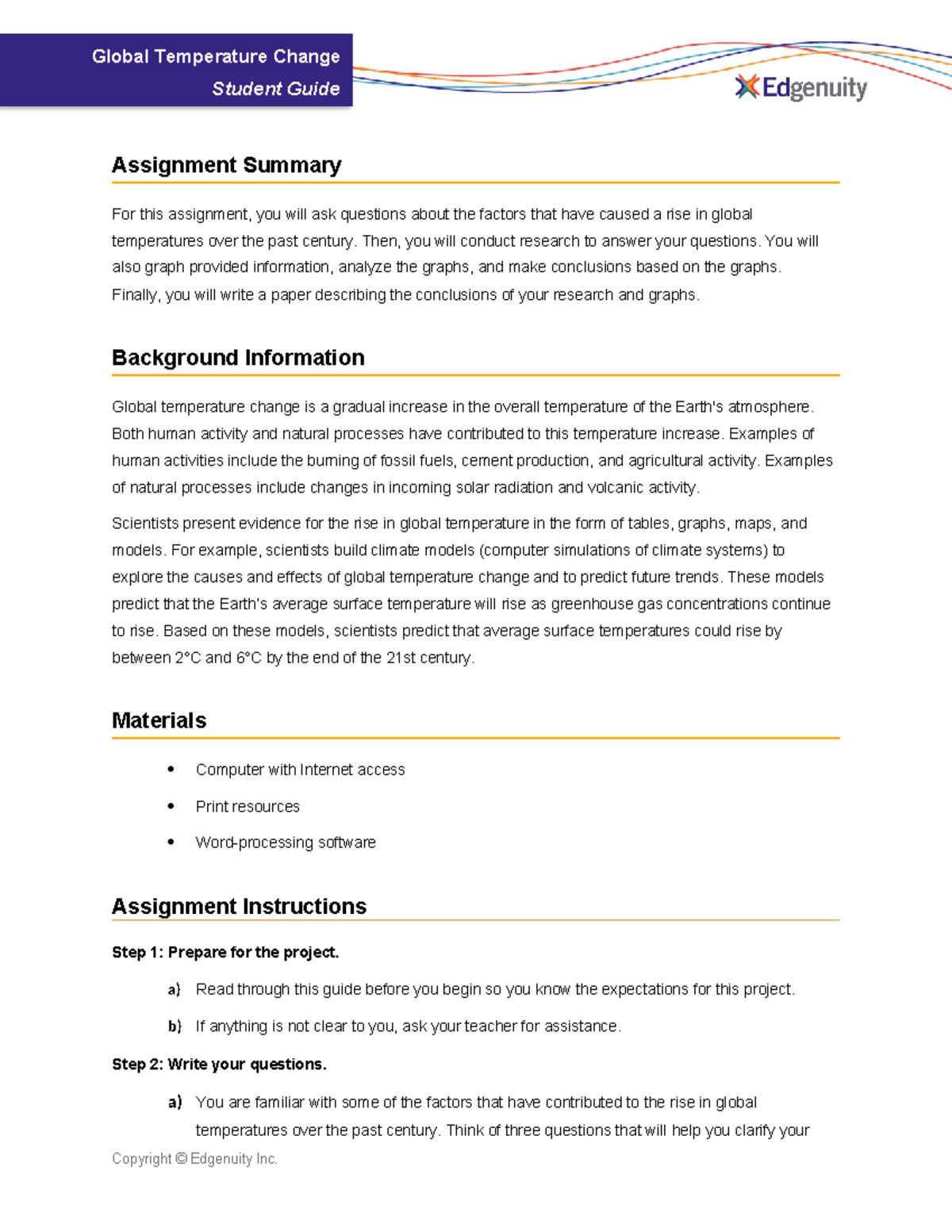 Project-Global Temperature Change-student guide-new - Global ...