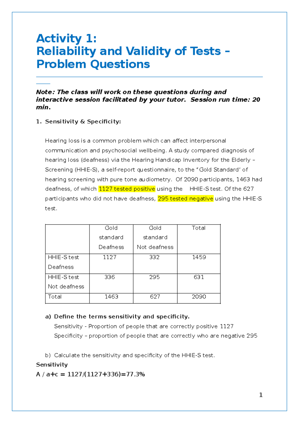 Week 8 Activity 1 Reliability Validity Questions v2 Student version ...