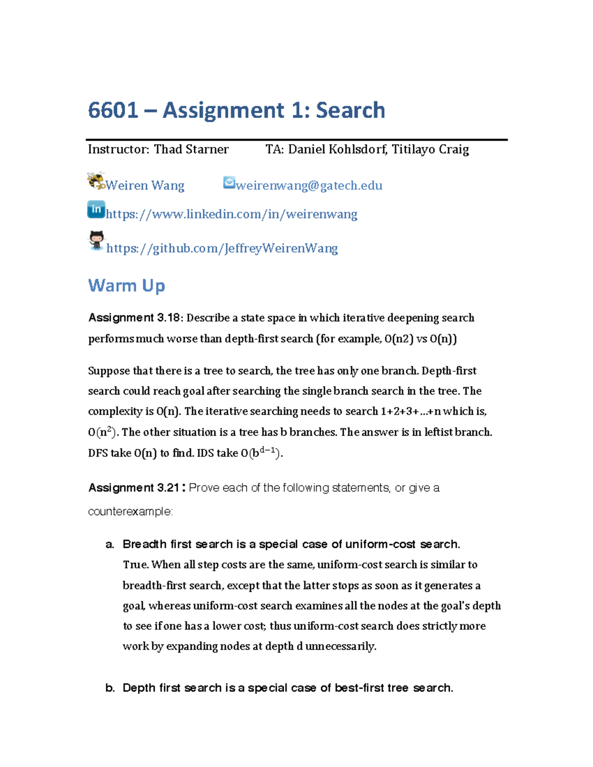 Assignment1 - search - 6601 – Assignment 1: Search Instructor: Thad ...