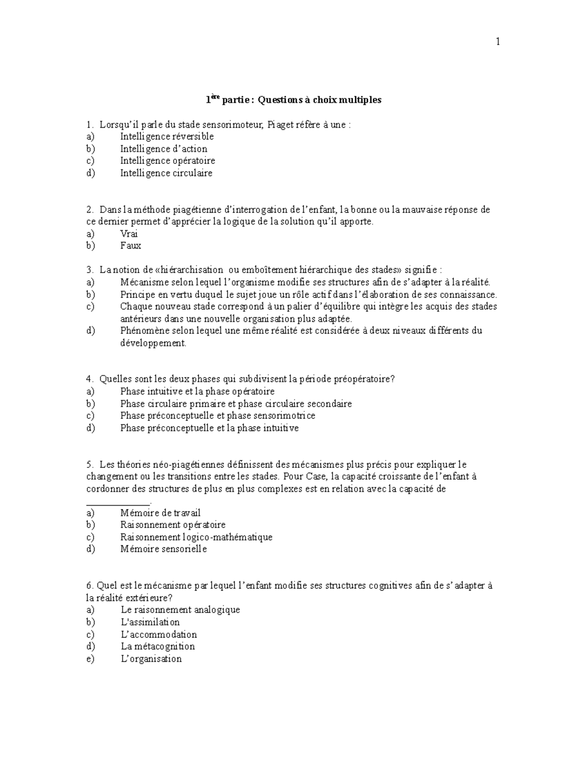 Sample/practice exam April 2016, questions and answers - 1 1ère partie ...