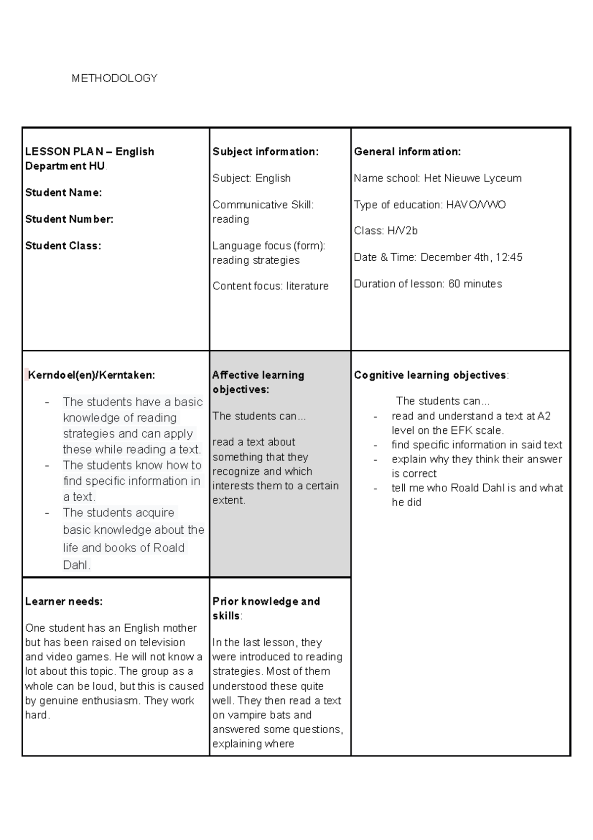 Methodology OAVT- Hvakd 2-20 - METHODOLOGY LESSON PLAN – English ...