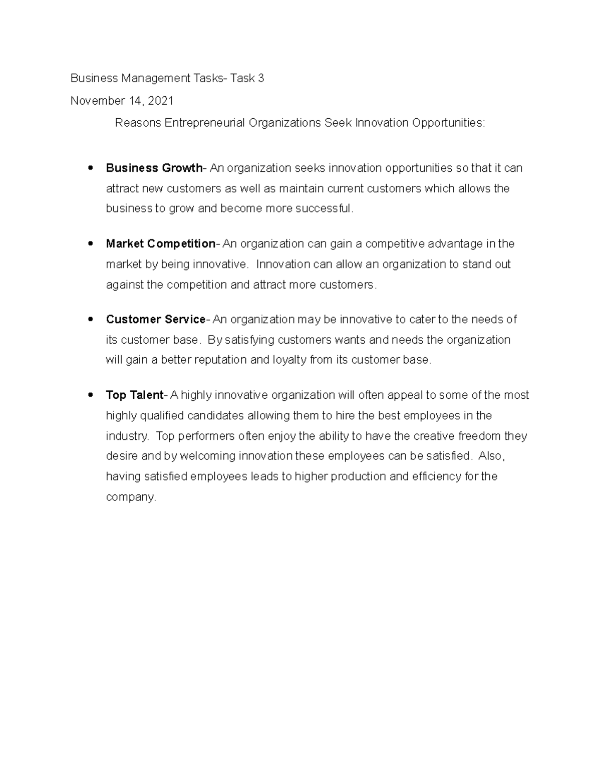 QHT1 Business Management Tasks- Task 3 - Business Management Tasks ...