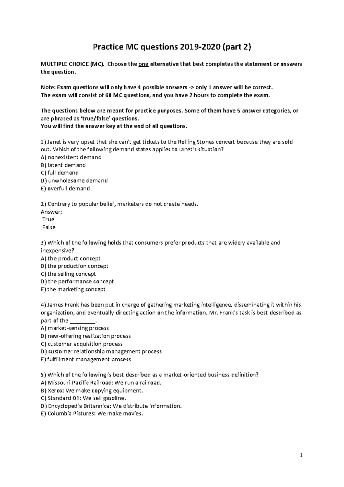 2019 part 2 - practice exam - Practice MC questions 2019-2020 (part 2 ...