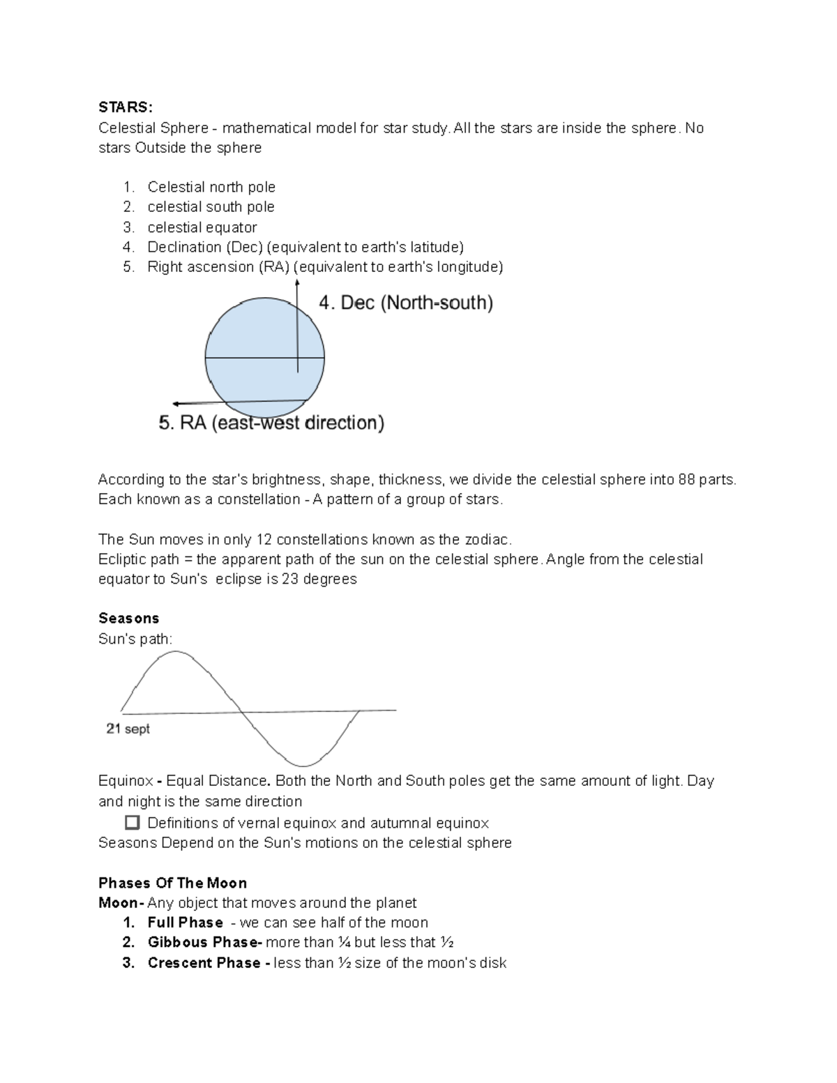 Stars, Phases of Moon - STARS: Celestial Sphere - mathematical model ...