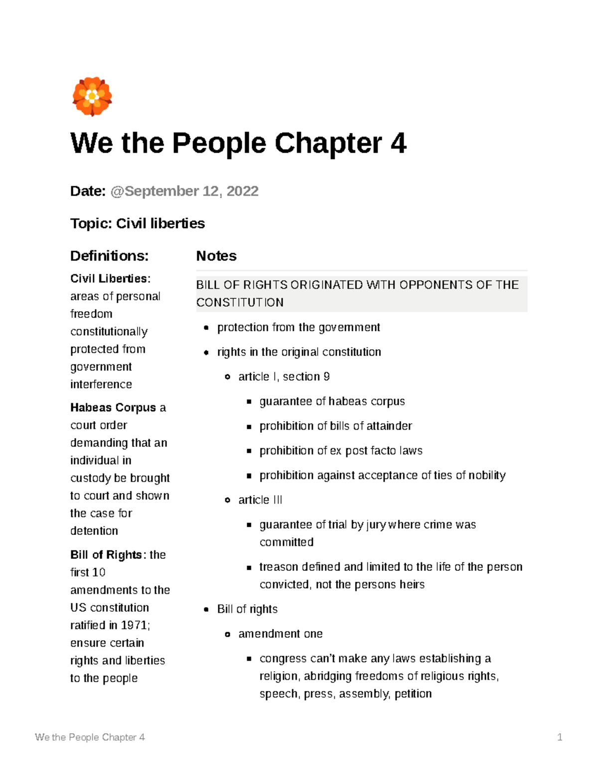 We the People Chapter 4 - ã We the People Chapter 4 Date: Topic: Civil ...