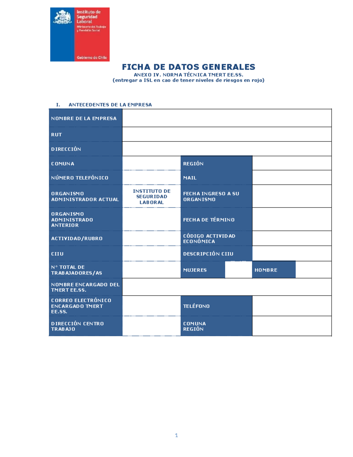 Ficha DE Datos Generales Anexo IV Tmert EE.SS. ISL 2020 - FICHA DE ...