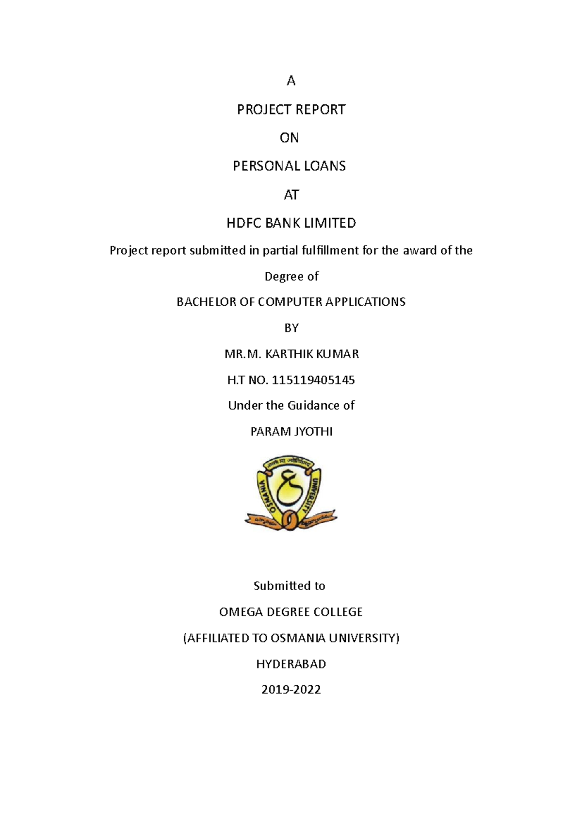 Project Report File 2 - good - A PROJECT REPORT ON PERSONAL LOANS AT ...