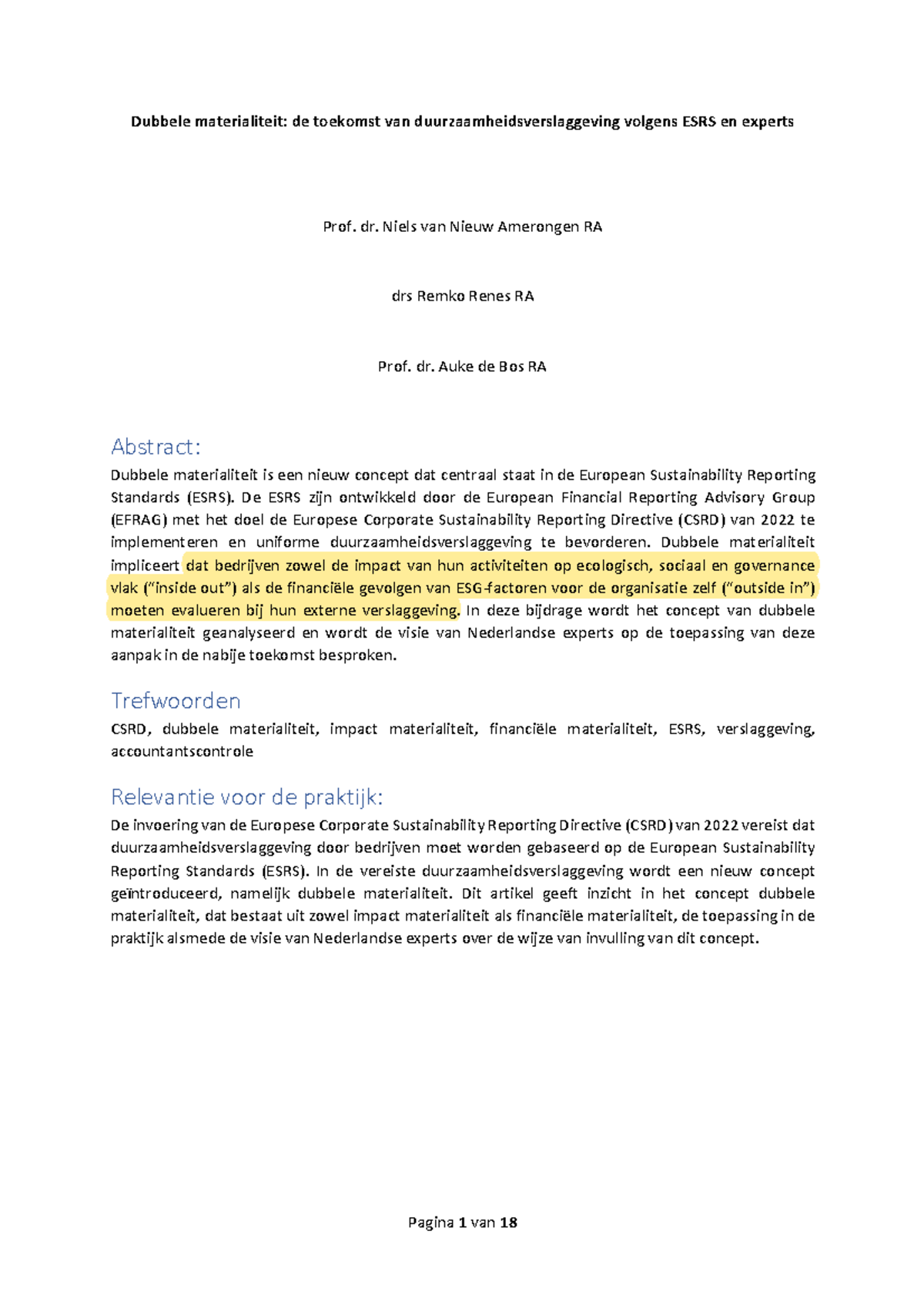 C8 - MAB ESG Het nieuwe concept dubbele materialiteit nader beschouwd ...