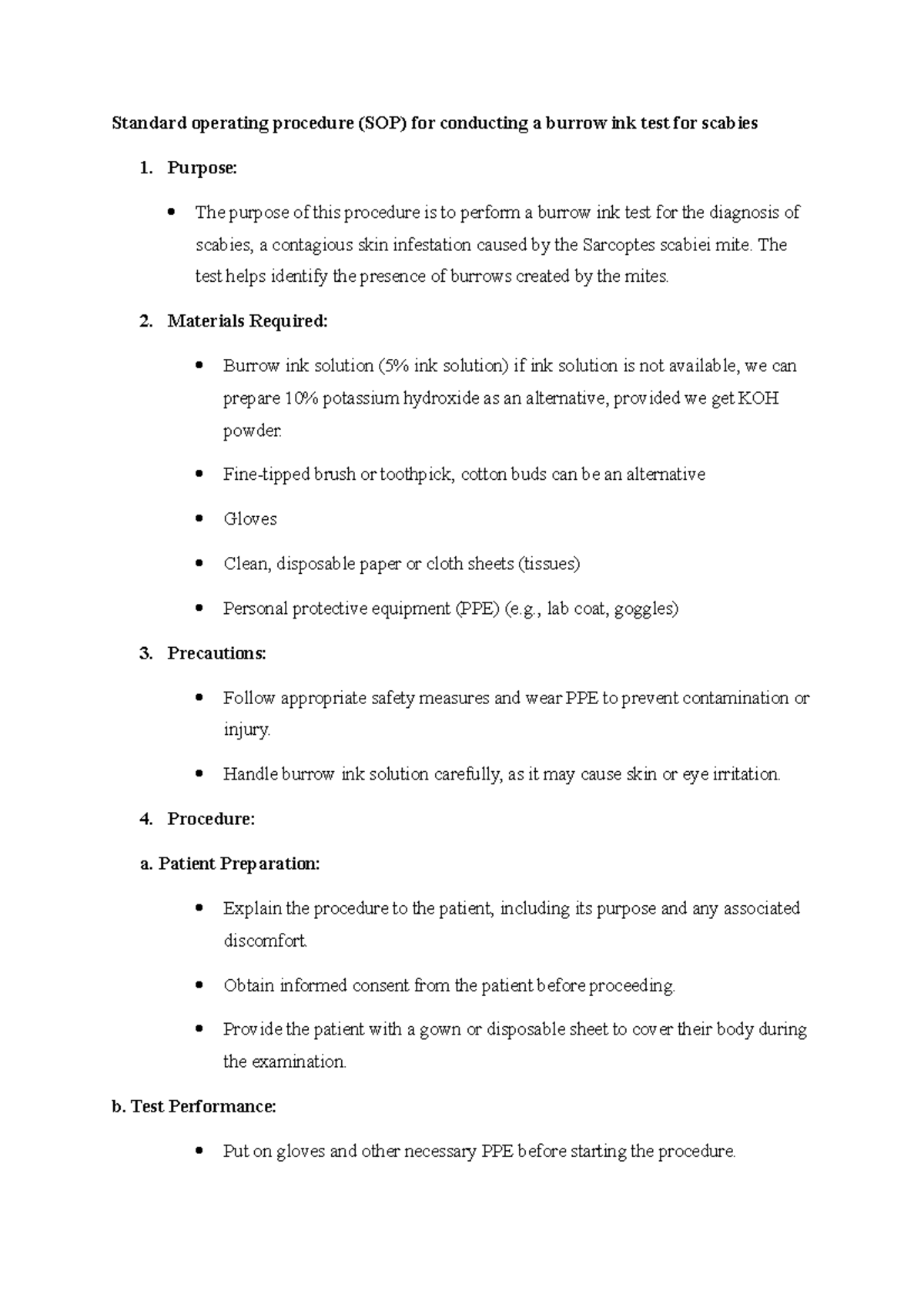 Standard operating procedure(SOP) for scabies - Standard operating ...